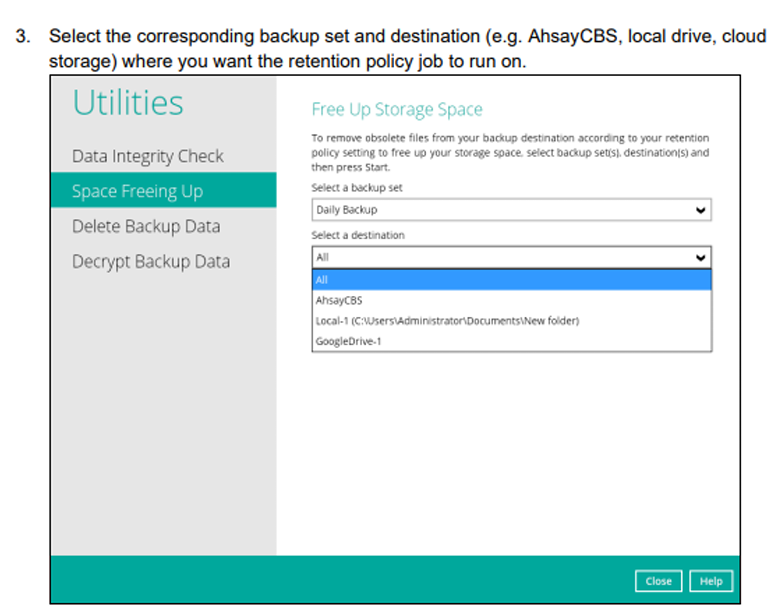 How to use the Space freeing up feature – KeepItSafe